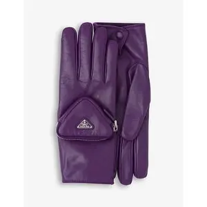 Prada Leather Gloves - Purple
