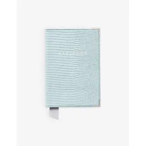 ASPINAL OF LONDON Logo-print Croc-embossed Leather Passport Cover - Poolblue