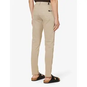 7 For All Mankind Brand-patch Regular-fit Stretch-denim Jeans - Beige
