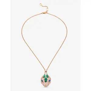 BVLGARI Serpenti 18ct Rose-gold, Diamond, Sapphire And Malachite Pendant Necklace - Rose Gold