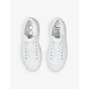 JIMMY CHOO Diamond Light Maxi Branded Leather Low-top Trainers - V White/white