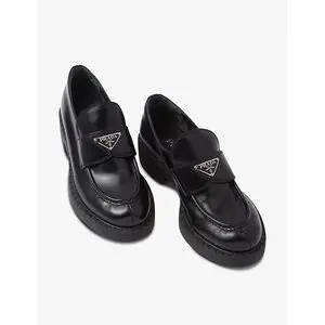 Prada Logo-plaque Leather Loafers