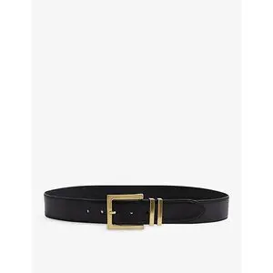 REISS Brompton Leather Belt - Black