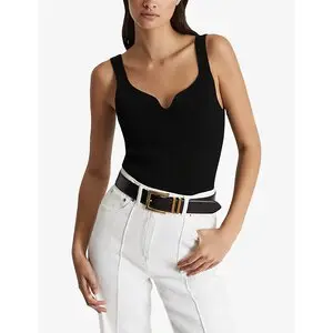 REISS Brompton Leather Belt - Black