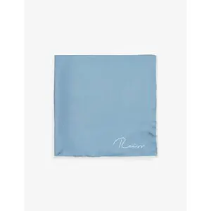 REISS Ceremony Logo-print Silk Pocket Square 1 Size Airforce Blue