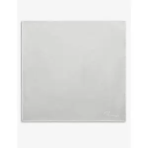 REISS Ceremony Logo-print Silk Pocket Square - Silver