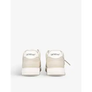 Off-White Logo-embroidered Leather Low-top Trainers - Beige Comb