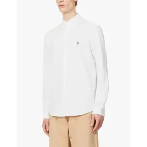Polo Ralph Lauren Long-sleeved Logo-embroidered Slim-fit Cotton Shirt Xxl - White