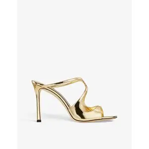 JIMMY CHOO Anise 95 Liquid-leather Heeled Sandals - Gold