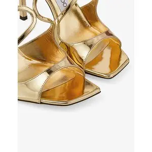 JIMMY CHOO Anise 95 Liquid-leather Heeled Sandals - Gold
