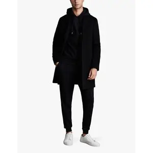 REISS Fabien Drawstring Regular-fit Stretch-jersey Hoody - Navy Blue