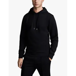 REISS Fabien Drawstring Regular-fit Stretch-jersey Hoody - Navy Blue