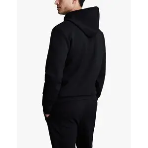 REISS Fabien Drawstring Regular-fit Stretch-jersey Hoody - Navy Blue