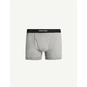 TOM FORD Logo-embroidered Cotton-blend Jersey Boxers - Grey