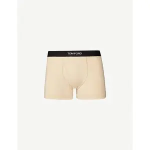 TOM FORD Logo-embroidered Cotton-blend Jersey Boxers - Nude 1