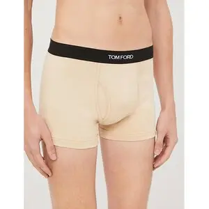TOM FORD Logo-embroidered Cotton-blend Jersey Boxers - Nude 1