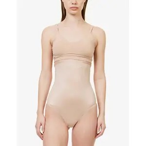 Spanx Shape™ Invisible High-waisted Stretch-woven Thong - Champagne Beige