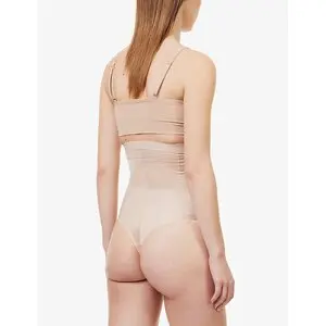 Spanx Shape™ Invisible High-waisted Stretch-woven Thong - Champagne Beige