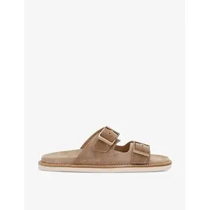 Brunello Cucinelli Two-strap Suede Sandals - Beige Comb