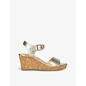 Carvela Stud-embellished Leather Wedge Sandals - Gold