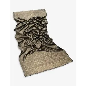 BVLGARI Lettere Maxi Logo-print Silk And Wool-blend Scarf 1 Size Gold Bronze
