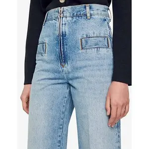 Sandro Oslo High-rise Wide-leg Jeans - Bleus