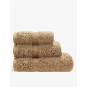 BOSS Loft Logo-embroidered Cotton Towel - Camel