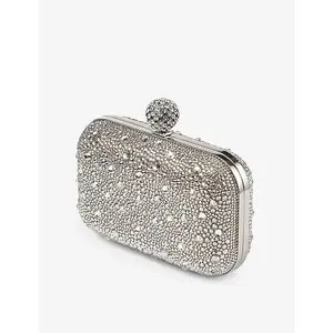 JIMMY CHOO Cloud Crystal-embellished Suede Clutch Bag - Nude/crystal