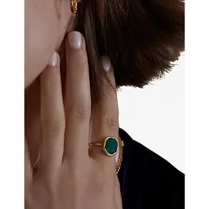 Monica Vinader Siren Gemstone Ring In 18ct Vermeil - Yellow Gold