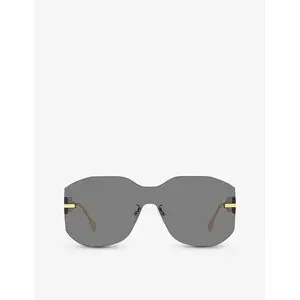 Fendi Rectangle-frame Tinted-lens Metal Sunglasses - Gold