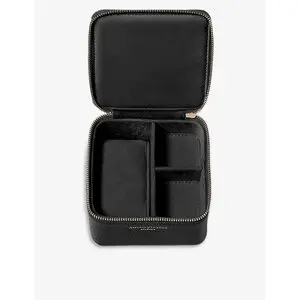 ASPINAL OF LONDON Logo-print Leather Watch And Ring Box - Black