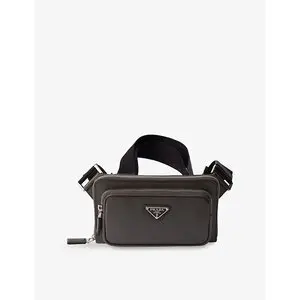 Prada Brand-plaque Saffiano-leather Cross-body Bag - Grey