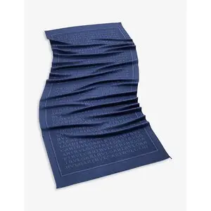 BVLGARI Lettere Maxi Brand-pattern Wool And Silk Stole 1 Size Blue