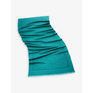 BVLGARI Lettere Maxi Brand-pattern Wool And Silk Stole - Green