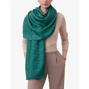 BVLGARI Lettere Maxi Brand-pattern Wool And Silk Stole - Green