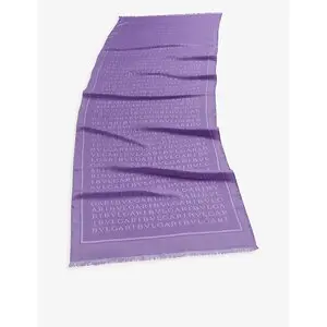 BVLGARI Lettere Maxi Brand-pattern Wool And Silk Stole 1 Size Purple