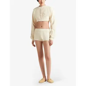 Prada Logo-embroidered Elasticated-waist Cotton-jersey Shorts
