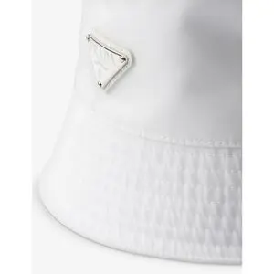 Prada Logo Plaque Nylon Bucket Hat - White