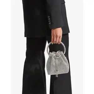JIMMY CHOO Bon Bon Crystal-embellished Mesh Top-handle Bag - Silver