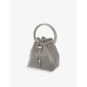 JIMMY CHOO Bon Bon Crystal-embellished Mesh Top-handle Bag - Silver
