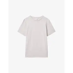 REISS Bless Marl-pattern Cotton-blend T-shirt - Wheat Melange