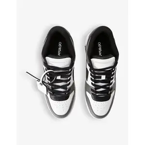 Off-White Logo-embroidered Leather Low-top Trainers - Grey/dark