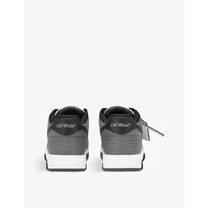 Off-White Logo-embroidered Leather Low-top Trainers - Grey/dark