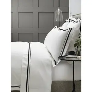 THE WHITE COMPANY Cavendish Cotton Flat Sheet - White/black