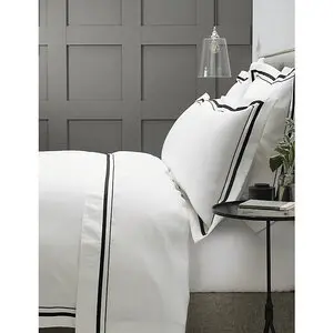 THE WHITE COMPANY Cavendish Cotton Flat Sheet Double White/navy