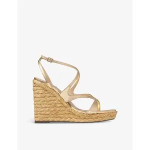 JIMMY CHOO Ayla 110 Contrast-sole Leather Heeled Sandals - Gold