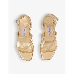 JIMMY CHOO Ayla 110 Contrast-sole Leather Heeled Sandals - Gold