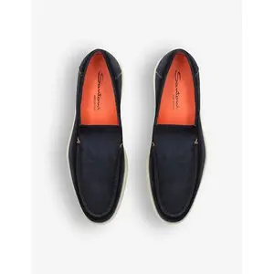 Santoni Detroit Contrast-sole Suede Loafers - Navy