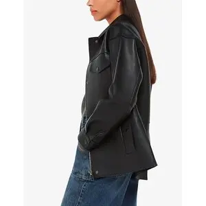 Whistles Patch-pocket Leather Jacket - Black