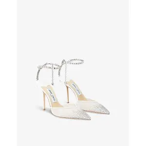 JIMMY CHOO Saeda 100 Crystal-embellished Heeled Courts - White/crystal